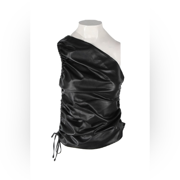 Zara | Tops | Zara Leather One Shoulder Top | Poshmark